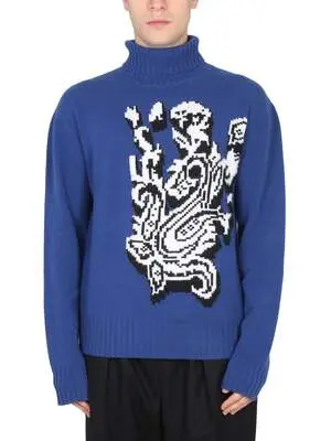 Etro Inlaid Jacquard Turtleneck Sweater - Blue