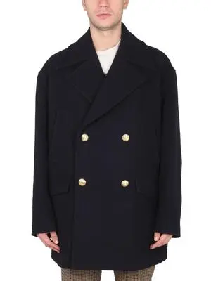 Palm Angels Double-breasted Coat - Blue