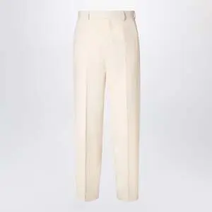 Fendi Beige Wool Gabardine Trousers - White