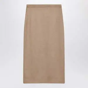 Max Mara Camel Brushed Pencil Skirt - Brown