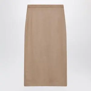 Max Mara Camel Brushed Pencil Skirt - Brown