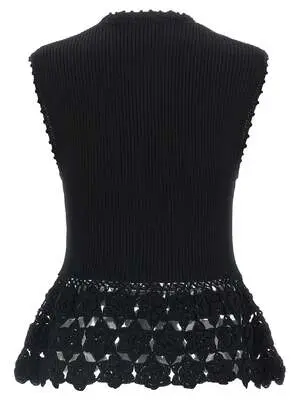 GANNI Cotton Crochet Vest - Black