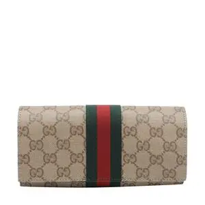 Gucci Web Tape And Gg Long Wallet - Gray