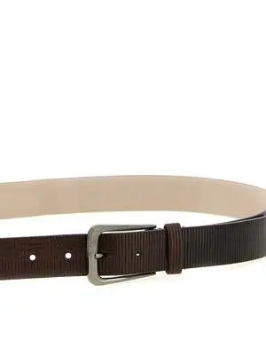 Brunello Cucinelli Ribbed Leather Belt