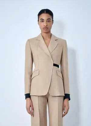 Max Mara Textured Notch Lapel Blazer - Cream