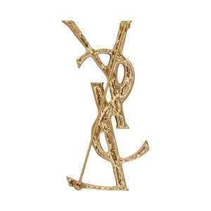Saint Laurent Cassandre Crocodile Brooch - Gold