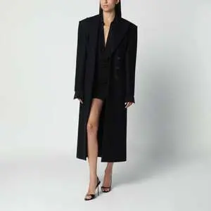 Andamane Single-breasted Coat With Structured Shoulders - Black