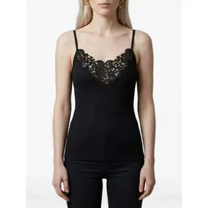 Saint Laurent Silk Guipure Lace Tank Top - Black