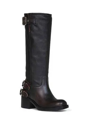 Chloé Black Grained Brushed Leather Dakota Biker Boots - Multicolor