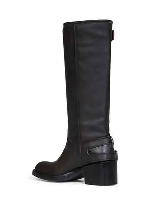 Chloé Black Grained Brushed Leather Dakota Biker Boots - Multicolor