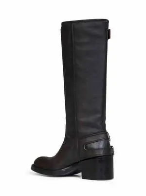 Chloé Dakota Grained Brushed Leather Biker Boots - Multicolor