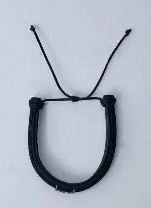 Saint Laurent Cassandre Multi-strand Leather Bracelet - Black