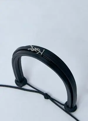 Saint Laurent Cassandre Leather Bracelet
