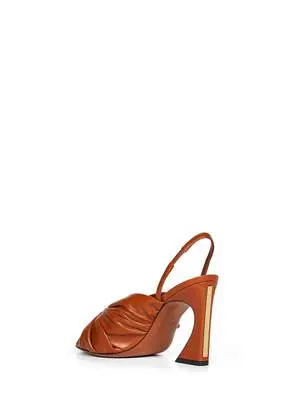 Fendi Tan Nappa Leather Arco Slingback Sandals