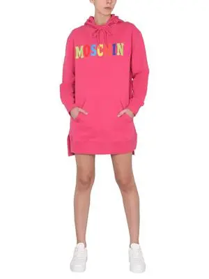 Moschino Dress With Multicolor Flocked Logo