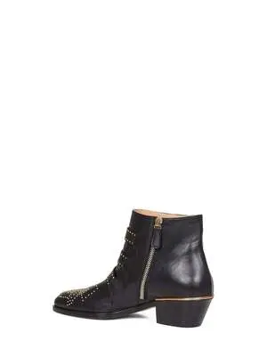Chloé Black Nappa Leather Susanna Ankle Boots - Multicolor