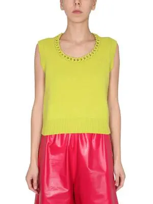 Bottega Veneta Vest With Crochet Chain - Green