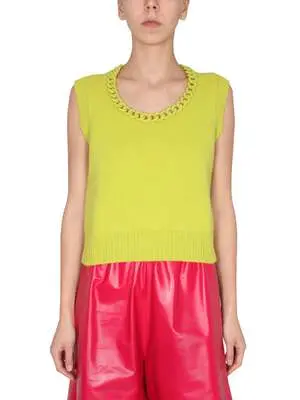 Bottega Veneta Vest With Crochet Chain - Green