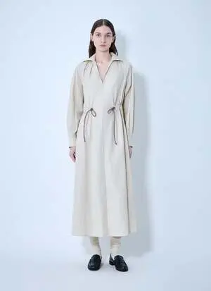 Max Mara Pedaggi Cotton Popeline Midi Dress - Cream