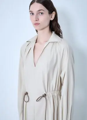 Max Mara Pedaggi Cotton Popeline Midi Dress - Cream