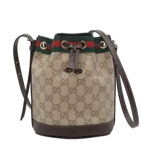 Gucci Gucci Women Mini Web Detail And Gg Bucket Bag Brown