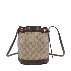 Gucci Mini Web Detail And Gg Bucket Bag - Brown