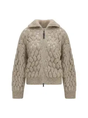 Brunello Cucinelli Mohair And Wool Blend Cardigan - Cream