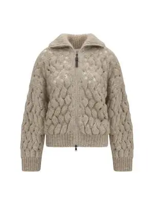 Brunello Cucinelli Mohair And Wool Blend Cardigan - Cream