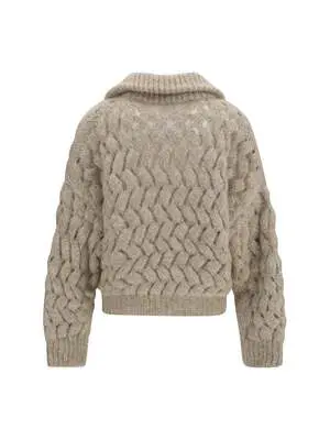 Brunello Cucinelli Mohair And Wool Blend Cardigan - Cream