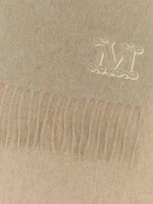 Max Mara Dalia Monogram Pure Cashmere Scarf With Fringed Edges
