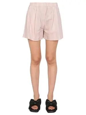 Off-White Striped Pattern Shorts - Pink