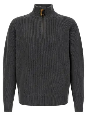 JW Anderson Half-zip Wool And Cotton Sweater - Gray