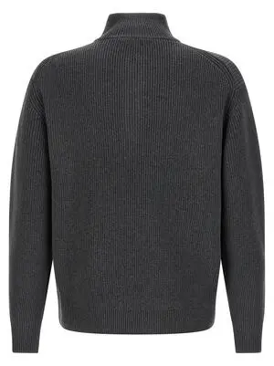 JW Anderson Half-zip Wool And Cotton Sweater - Gray