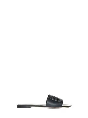 Dolce & Gabbana Calfskin Slides With Dg Millennials Logo - Multicolor