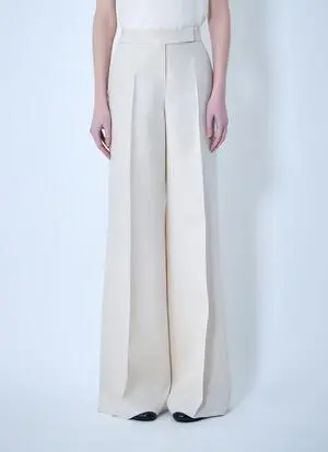 Max Mara Badesse Tailored Linen Pants - Cream