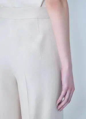 Max Mara Badesse Tailored Linen Pants - Cream