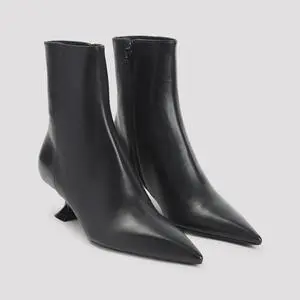 LANVIN Lambskin Kitten Heel Ankle Boots