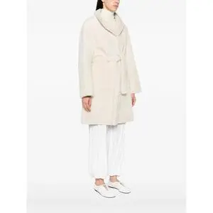 YVES SALOMON Shearling Texture Coat - Cream