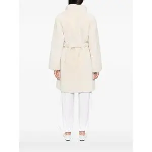YVES SALOMON Shearling Texture Coat - Cream