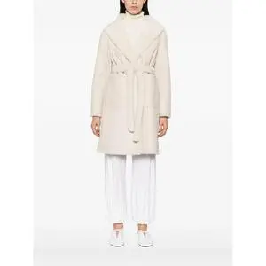 YVES SALOMON Shearling Texture Coat - Cream