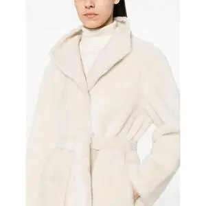YVES SALOMON Shearling Texture Coat - Cream