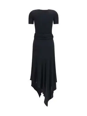 Alaïa Belted Jersey Dress - Black