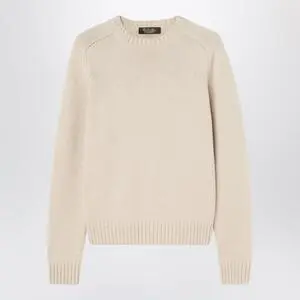 Loro Piana Beige Melange Cashmere Crewneck Sweater - Cream