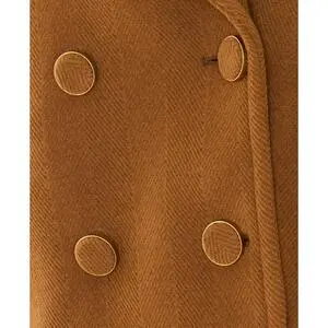 Chloé Short Double-breasted Wool Coat With Herringbone Pattern