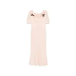 Alessandra Rich Silk Square Neck Dress - Pink
