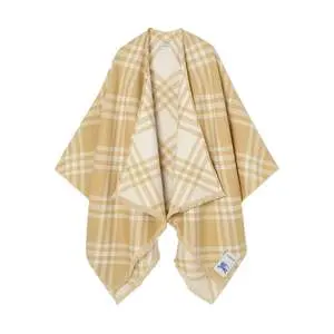 Burberry Wool, Silk And Cashmere Check Cape - Cream