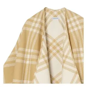 Burberry Wool, Silk And Cashmere Check Cape