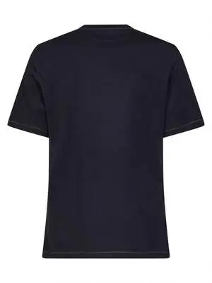 Brunello Cucinelli Navy Blue Solomeo Crest Crewneck T-shirt