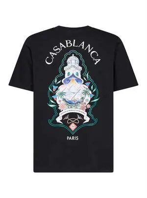 Casablanca Black Cotton Jersey Hotel Emblem T-shirt - Multicolor