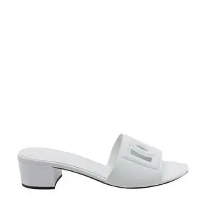 Dolce & Gabbana Calfskin Mules With Dg Millennials Logo - White